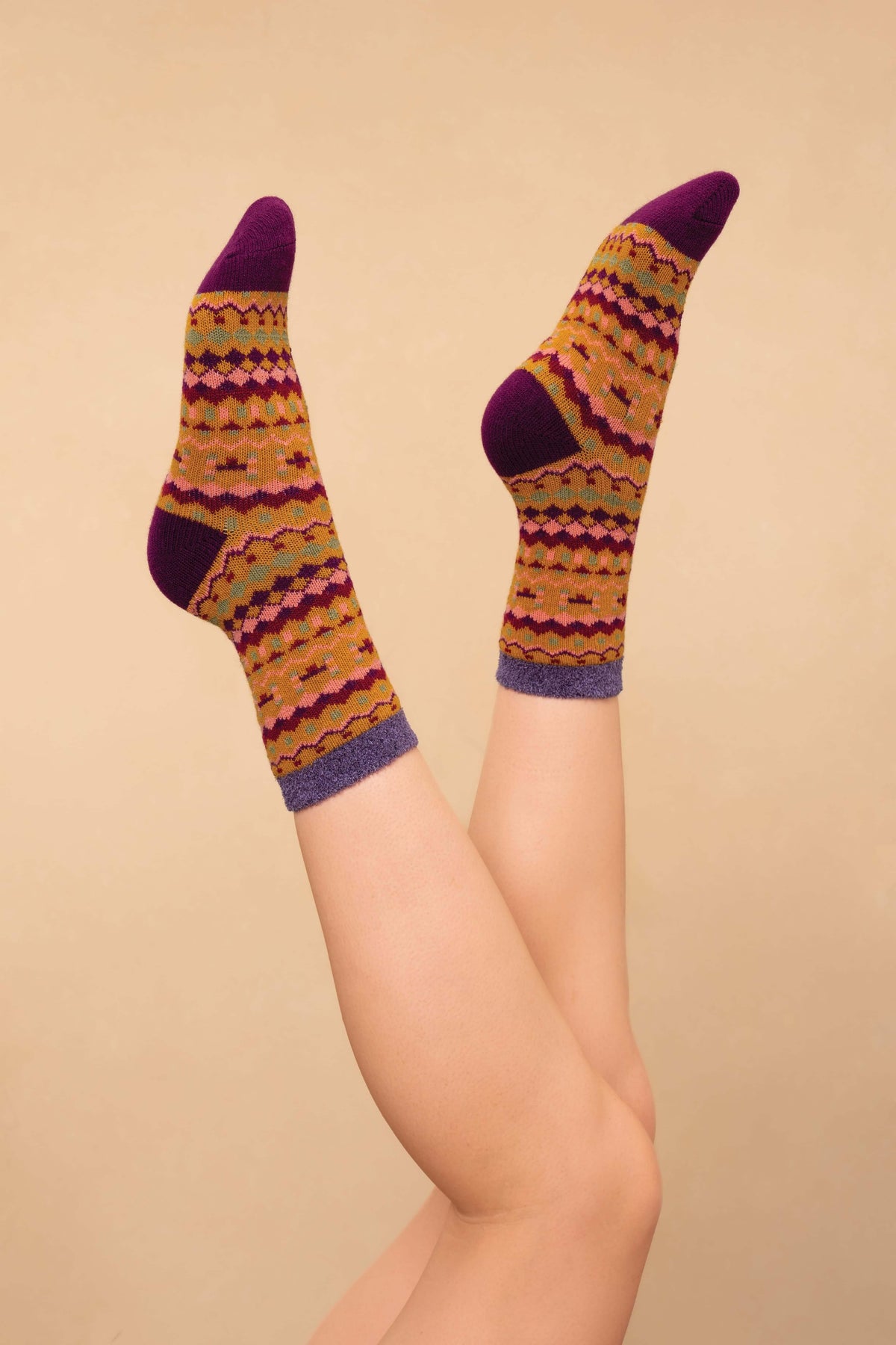 Powder Cosy Socks - Multi Stripe Mustard | Edmonds