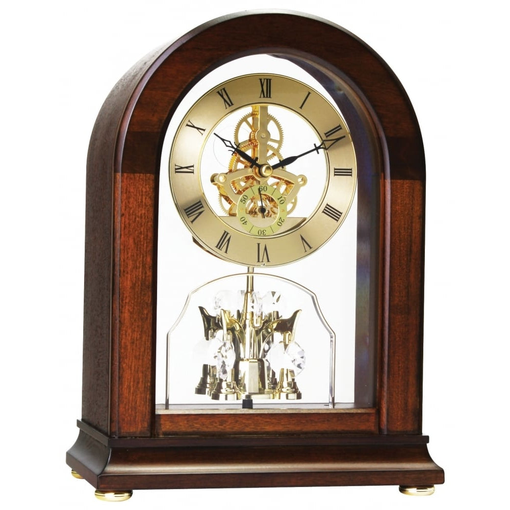 London Clock Company Arch Top Wood Rotating Pendulum Skeleton Clock ...